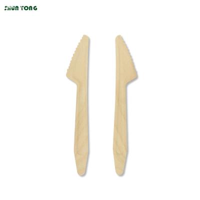 China Birch Disposable Wooden Forks Bulk Knife Compostable Cutlery For Steak Catering 165mm for sale