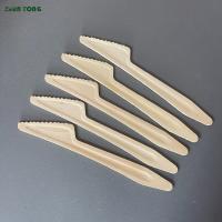 China Birch Disposable Wooden Forks Bulk Knife Compostable Cutlery For Steak Catering 165mm for sale