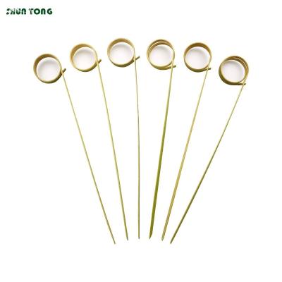 China Colorful Bamboo Cocktail Sticks Looped Skewers For Drinking Burgers 150mm for sale