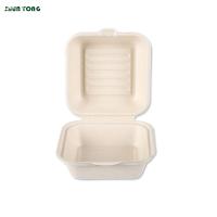 China OEM Sugarcane Bagasse Clamshell Containers Burger Box 6 Inch for sale
