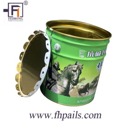 China UN Rated 5 Gallon Metal Grease Bucket With Curly Lid for sale