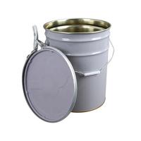 China 5 Gallon Paint Bucket White Metal With Lever Lock Ring Lid for sale