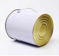 China 5 Gallon White Tinplate Metal Paint Bucket With Gold Coatings for sale