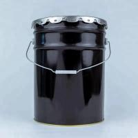 China Black Metal Paint Bucket And Lid 5 Gallon With Anti Rust Plastic Lining And Flower Edge Lid for sale