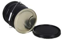 China 10L Black Metal Bucket With Lid Open Head Paint Bucket With Crimping Lid for sale