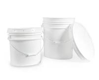 China 3 Gallon Food Grade White Plastic Bucket Containers With Handle Lids for sale