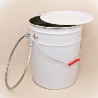 China Round Tinplate Metal Paint Bucket 6 Gallon With Lever Lock Ring Lid  And Metal Handle for sale