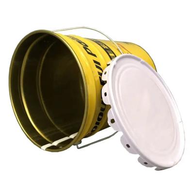 China Gold Phenolic Lined Open Head Steel Pail 1 Gallon To 7 Gallon for sale