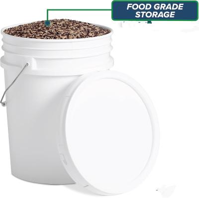 China Food Safe UV Resistant Plastic Bucket Containers With Customized Printing And Snap On Lid for sale