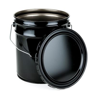 China 5 Gallon Black Steel Crimp Cover Pail for sale