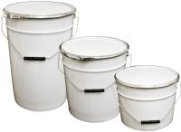 China Customized White Polypropylene Tinplate Pails and Buckets with Gold Phenolic Lining for sale