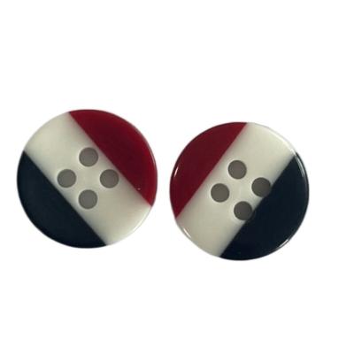 China Custom Resin Plastic Shirt Buttons 20L 4 Hole Three Color Combo Durable Eco Friendly for sale