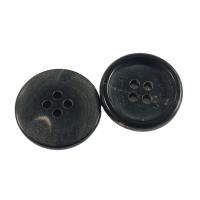 China Natural Real Horn Buttons Black Color 30L 19mm Four Hole Round Garment Accessory for Coats Jeans for sale