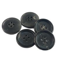 China Natural Real Horn Buttons Black Color 30L 19mm Four Hole Round Garment Accessory for Coats Jeans for sale