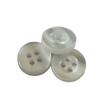 China White Plastic Shirt Buttons 18L Pearl Effect Eco-Friendly Resin 4 Hole for sale
