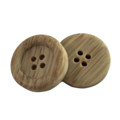 China Eco-Friendly Resin Fake Wood Buttons 36L Four Hole Round with Rim Custom Color for sale