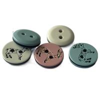 China Eco-Friendly Plastic Buttons 18L 2 Hole Silk Printed for Garment Accessories for sale