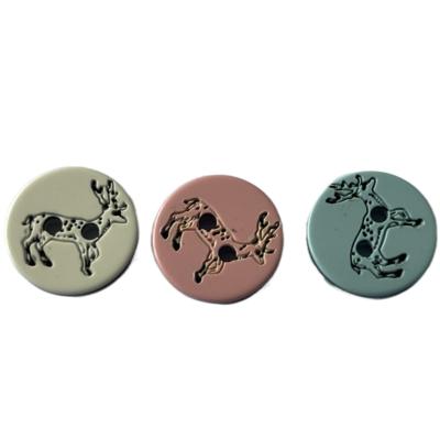 China Eco-Friendly Plastic Buttons 18L 2 Hole Silk Printed for Garment Accessories for sale