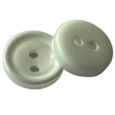 China Shirt Round Plastic Buttons With Three Layers Pearl Effect Chalk Back 20L for sale