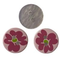 China Colorful Flowers Silk Printed Fancy Plastic Buttons 2 Hole 26L for Garment Accessories for sale