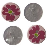 China Colorful Flowers Silk Printed Fancy Plastic Buttons 2 Hole 26L for Garment Accessories for sale