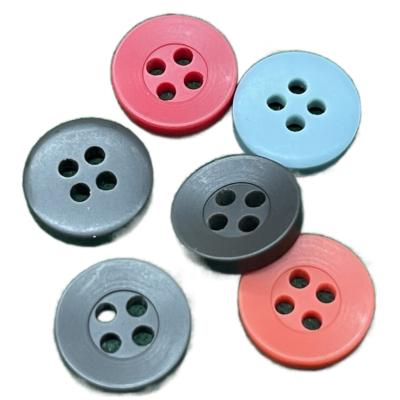 China Eco-Friendly Resin Chalk Buttons 18L Four Hole Simple Design Custom Color for Shirt for sale