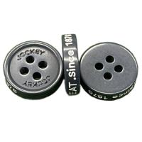 China Eco-Friendly Resin Chalk Buttons 20L Four Hole with Engraved Front and Side Logo for Garments for sale