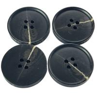 China Resin Fake Horn Button 40L Four Hole Imitation Horn Effect with Flat Back for Garment for sale