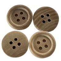 China Natural Wooden Buttons 4 Hole 28L 18mm Round Wood Texture Eco Friendly for Garments for sale