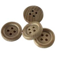 China Natural Wooden Buttons 4 Hole 28L 18mm Round Wood Texture Eco Friendly for Garments for sale