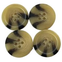 China Plastic Coat Buttons 34L 4 Hole Yellow Horn Effect Resin Eco-Friendly Durable Round for sale