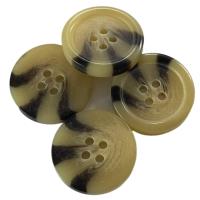 China Plastic Coat Buttons 34L 4 Hole Yellow Horn Effect Resin Eco-Friendly Durable Round for sale