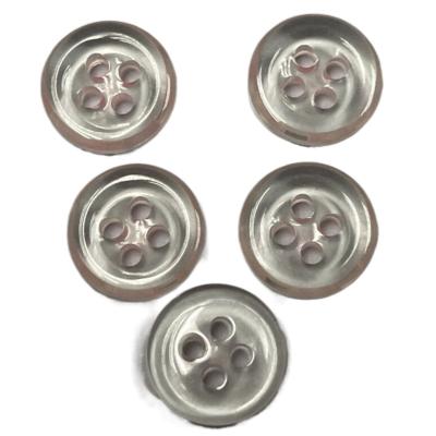 China Eco-Friendly Resin Plastic Shirt Buttons 18L 11mm Transparent Baby Pink 4 Hole for sale