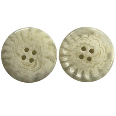 China Off White Horn Effect Plastic Coat Buttons 55L 4 Hole Durable Resin for Women Outerwear for sale