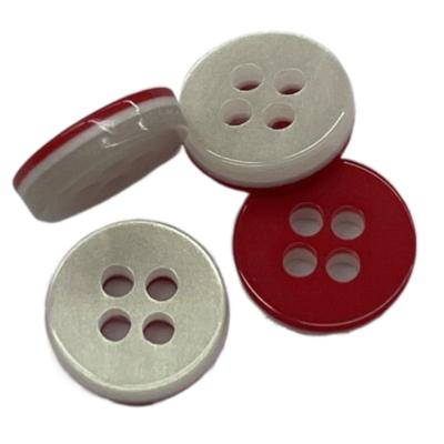 China Plastic Three Layers 4 Hole Shirt Buttons Double Flat 16L for Garment Accessories for sale