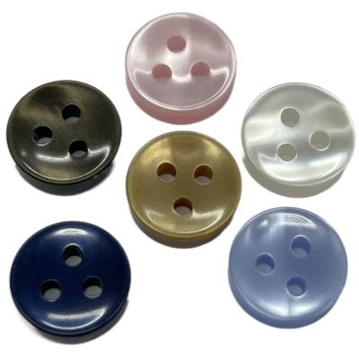 China Custom Color Imitation Pearl Plastic Shirt Buttons 18L 3 Hole Eco Friendly Resin for sale