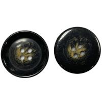 China 40L 4 Hole Semi Shiny Imitation Horn Button Black Resin for Coat Outerwear for sale