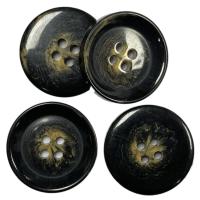China 40L 4 Hole Semi Shiny Imitation Horn Button Black Resin for Coat Outerwear for sale