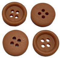China Faux Wood Polyester Buttons Four Hole 26L Apricot Color Round With Rim for sale