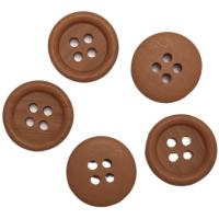 China Faux Wood Polyester Buttons Four Hole 26L Apricot Color Round With Rim for sale