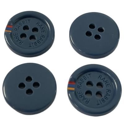 China Plastic Resin Buttons 24L Silk Printed Edge with Rim Engraved Logo for Sewing for sale