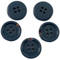 China Plastic Resin Buttons 24L Silk Printed Edge with Rim Engraved Logo for Sewing for sale