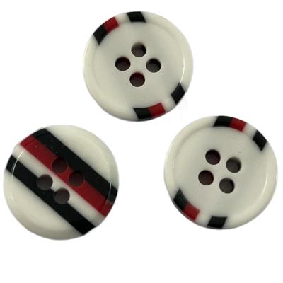 China Resin Plastic Shirt Buttons 22L Four Color Combo Rim Back 4 Hole Sewing Buttons for sale