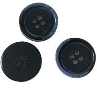 China Eco-Friendly Resin Buttons Faux Horn Half Blue Rim 32L 4 Hole for Sewing Garments for sale