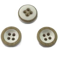 China Brown Rim White Resin Plastic Shirt Button 16L Round Eco-Friendly Durable for sale