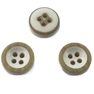 China Brown Rim White Resin Plastic Shirt Button 16L Round Eco-Friendly Durable for sale