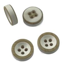 China Brown Rim White Resin Plastic Shirt Button 16L Round Eco-Friendly Durable for sale