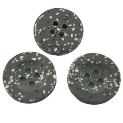 China Eco Friendly Recycled Polyester Buttons with Stone Powder 24L Four Hole for Shirts for sale