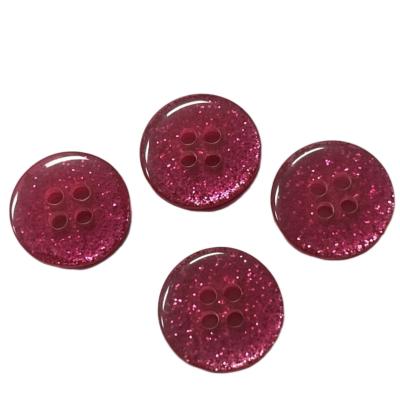 China Eco-Friendly Resin Glitter Buttons 28L Four Hole Double Convex for Shirt Sewing for sale