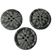 China Grey Horn Effect Plastic Coat Buttons 50L 4 Hole Round Slot Edge for Women Outerwear for sale
